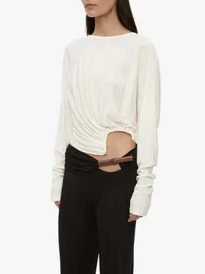 Christopher Esber Long Sleeve Jersey Top With Cut-out Detail - White