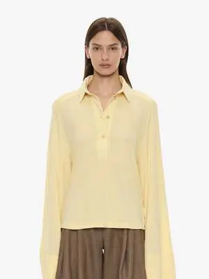 Christopher Esber Deconstructed Denim Long Sleeve Polo - Butter