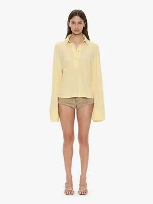 Christopher Esber Deconstructed Denim Long Sleeve Polo - Butter