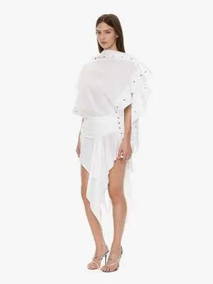 Christopher Esber Cotton Poplin Spiral Stone Snap Dress