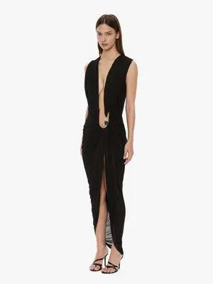Christopher Esber Ripple Crystal Plunge Maxi Dress