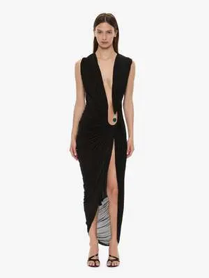 Christopher Esber Ripple Crystal Plunge Maxi Dress