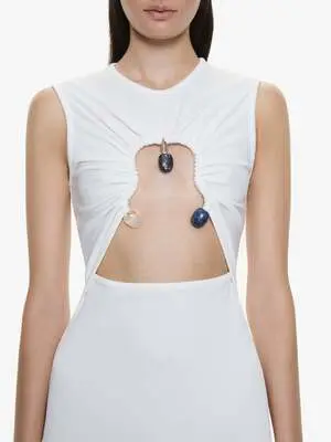 Christopher Esber Hiero Crystal Disconnect Tank Dress - White