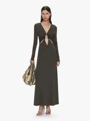 Christopher Esber Droplet Crystal Loophole Long Sleeve Dress