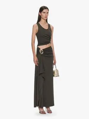 Christopher Esber Occhio Crystal Cascade Maxi Skirt - Brown