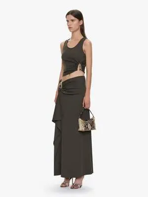 Christopher Esber Occhio Crystal Cascade Maxi Skirt - Brown