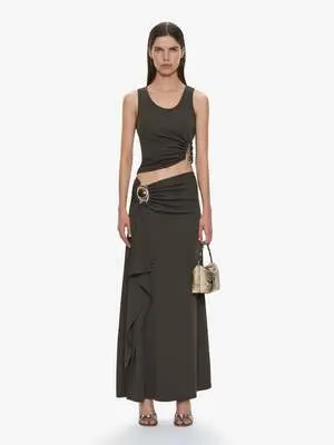 Christopher Esber Occhio Crystal Cascade Maxi Skirt - Brown