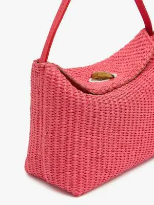 Christopher Esber Turnlock Raffia Mini Bag - Pink