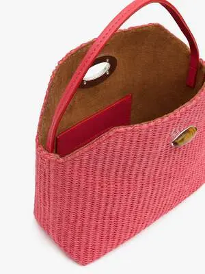 Christopher Esber Turnlock Raffia Mini Bag - Pink