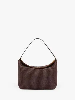 Christopher Esber Turnlock Raffia Shoulder Bag - Milk Chocolate