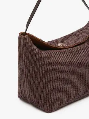 Christopher Esber Turnlock Raffia Shoulder Bag - Milk Chocolate