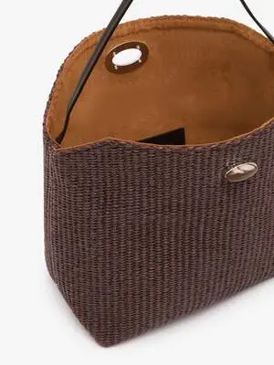 Christopher Esber Turnlock Raffia Shoulder Bag - Milk Chocolate