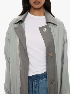 Christopher Esber Retract Tailored Duster Coat In Viscose Herringbone