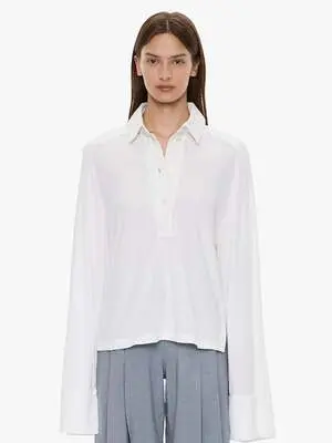 Christopher Esber CHRISTOPHER ESBER Deconstructed Long Sleeve Polo White