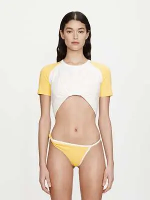 Christopher Esber Tucked Ringer Jersey Cropped Tee - Yellow