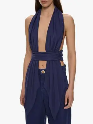 Christopher Esber Scarf Draped Halter Top - Blue