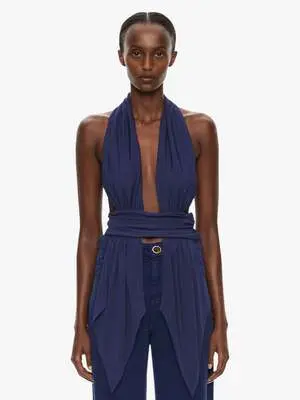 Christopher Esber Scarf Draped Halter Top - Blue