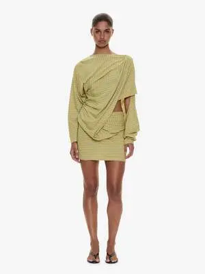 Christopher Esber Aiba Draped Cotton Jersey Long Sleeve Dress