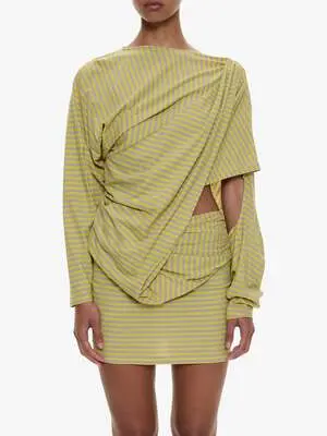 Christopher Esber Aiba Draped Cotton Jersey Long Sleeve Dress
