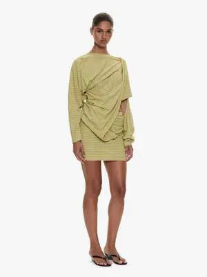 Christopher Esber Aiba Draped Cotton Jersey Long Sleeve Dress