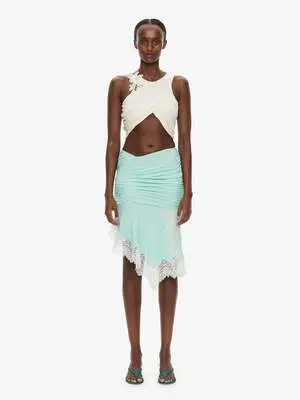 Christopher Esber Incline Gathered Skirt With Lace Trim