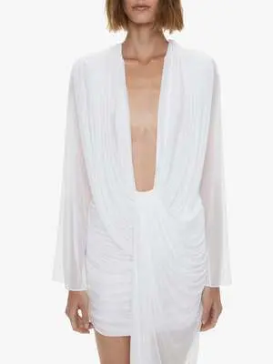 Christopher Esber Ripple Drape Long Sleeve Mini Dress