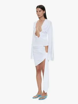 Christopher Esber Salacia Ruched Long Sleeve Top - White