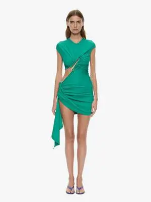 Christopher Esber Droplet Crystal Clasp Draped Tank Dress - Green