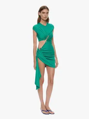 Christopher Esber Droplet Crystal Clasp Draped Tank Dress