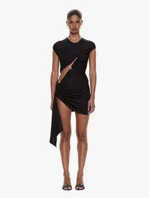 Christopher Esber Droplet Crystal Clasp Draped Tank Dress