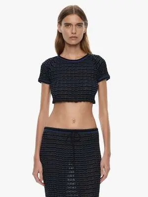Christopher Esber Verano Striped Cropped Tee - Black