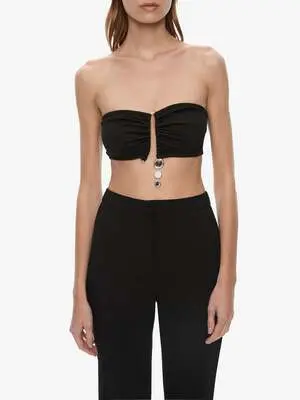 Christopher Esber Droplet Crystal Pendant Ruched Bandeau
