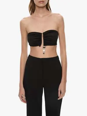 Christopher Esber Droplet Crystal Pendant Ruched Bandeau