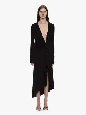 Christopher Esber Spire Cascade Long Sleeve Dress - Black