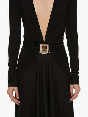 Christopher Esber Bezel Quartz Ruched Long Sleeve Maxi Dress