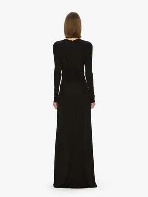 Christopher Esber Bezel Quartz Ruched Long Sleeve Maxi Dress