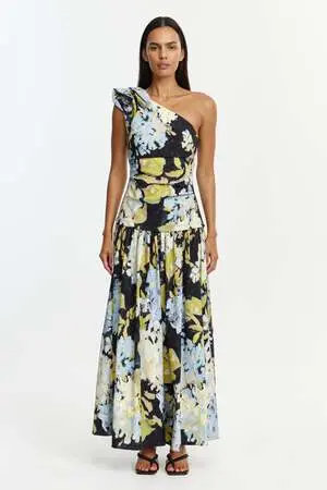 Acler Benetti Maxi Dress Abstract Floral