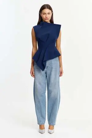 Acler Burbank Sculpted Top - Sapphire