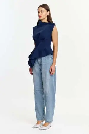 Acler Burbank Sculpted Top - Sapphire