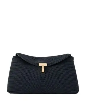 TOTEME Mini T-lock Woven Clutch With Leather Trim