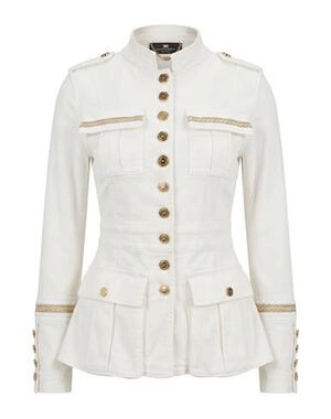 Elisabetta Franchi Jacket Size Cotton, Elastane - White