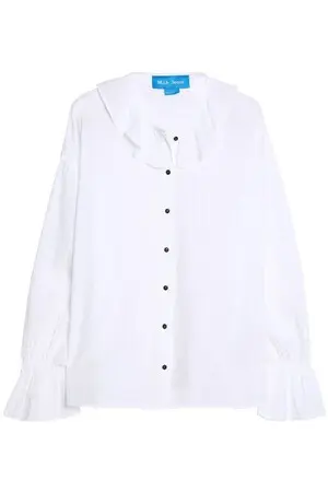 M.I.H JEANS Ruffletrimmed Fil Coupé Cotton Blouse