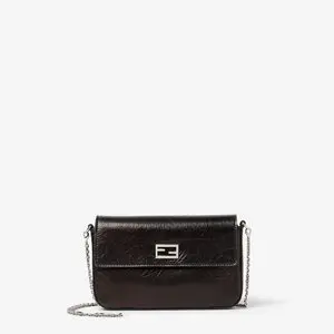 Fendi Tube Wallet On Chain Crackled Leather Compact Wallet