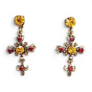 VSTYLE Sacred Topaz Cross Earrings - Gold