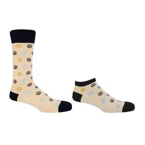 PEPER HAROW - MADE IN ENGLAND Neutrals Peace Luxury Crew & Trainer Men’s Socks Bundle - Beige