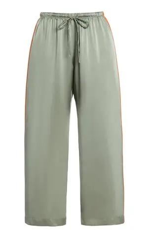 Donni. Striped Silk Wide-leg Cropped Pants - Green