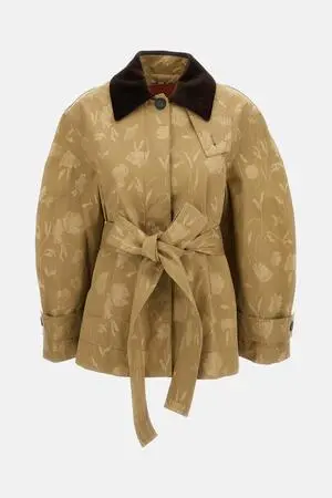 Erdem Oversize Poppy Cotton Jacquard Jacket With Belt
