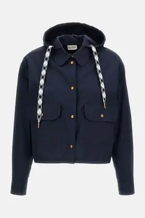 Moncler Cropped Jacket With Hood - Blu