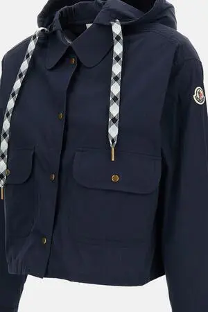 Moncler Cropped Jacket With Hood - Blu