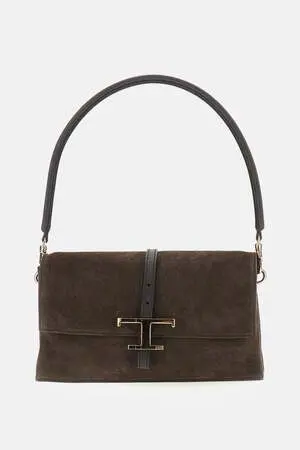 TOD'S T Timeless Mini Suede Flap Bag - Marrone